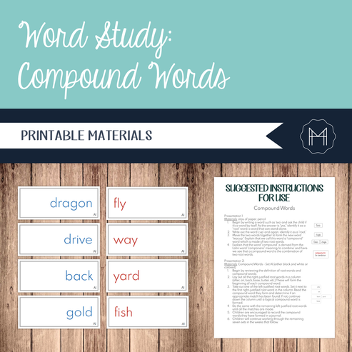 Word Study: Compound Words Matching Cards – themodernmontessoriguide