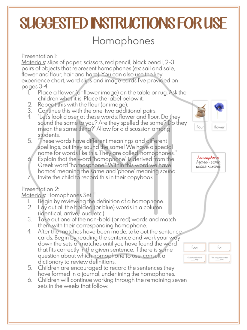 Word Study: Homophone Matching Cards – themodernmontessoriguide