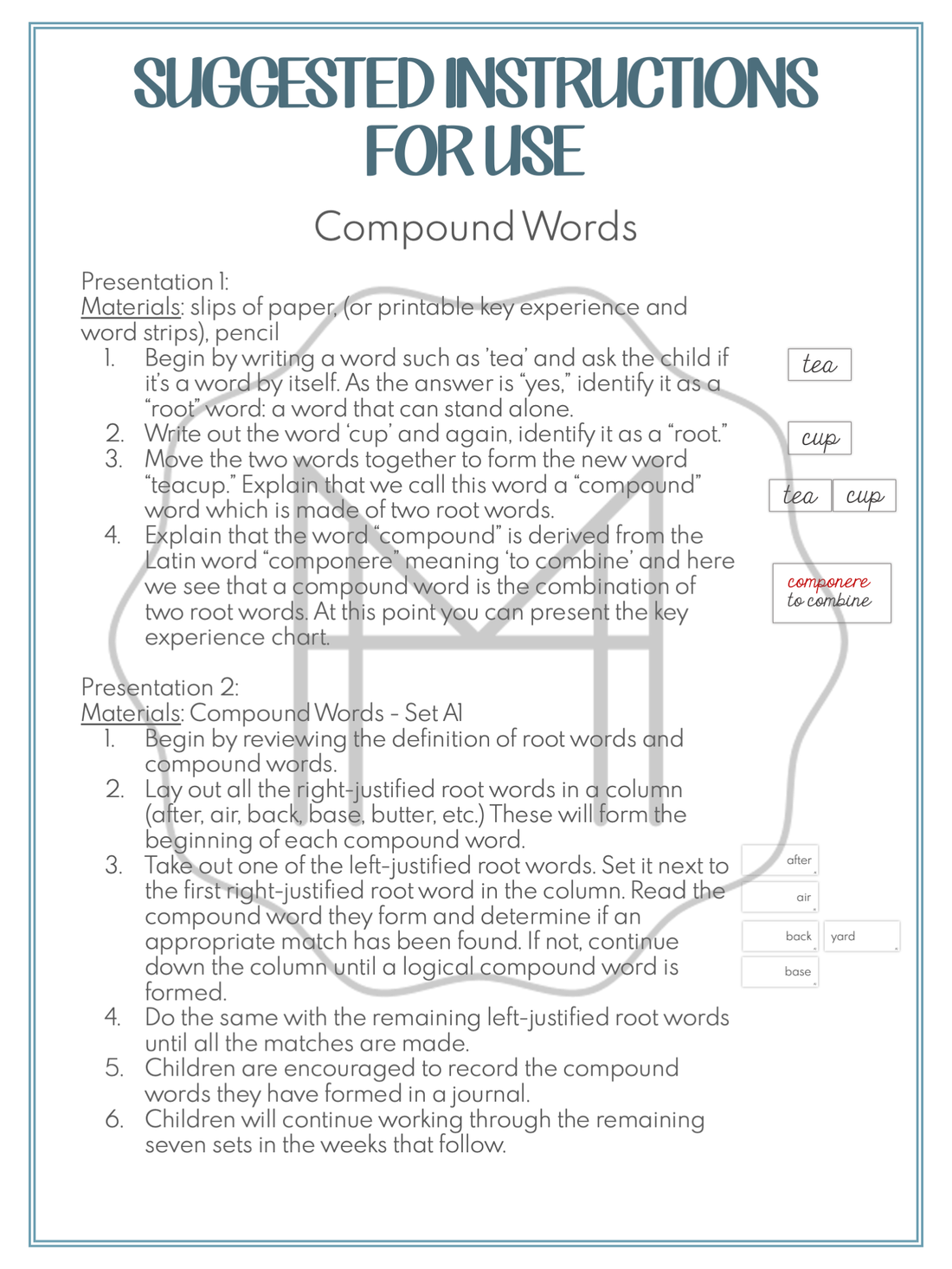 Word Study: Compound Words Matching Cards – themodernmontessoriguide