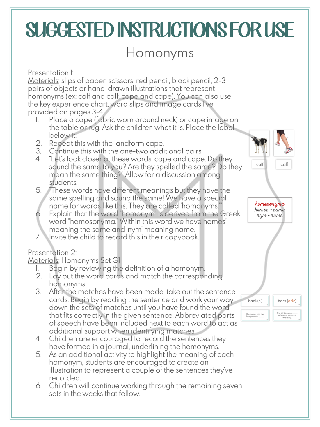 Word Study: Homonym Matching Cards – themodernmontessoriguide