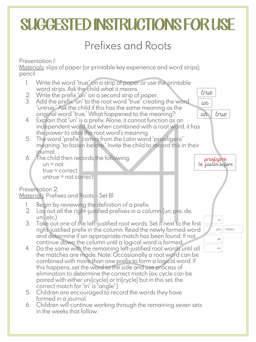Word Study: Prefixes and Root Words Matching Cards ...