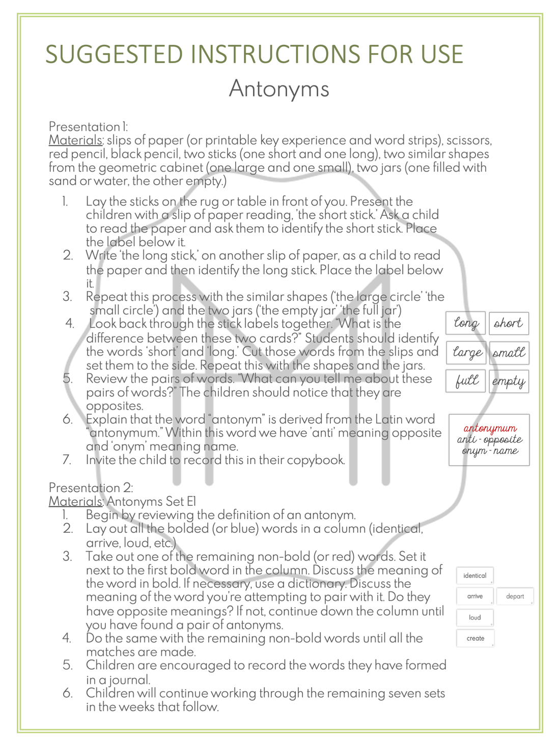 Word Study: Antonym Matching Cards – themodernmontessoriguide