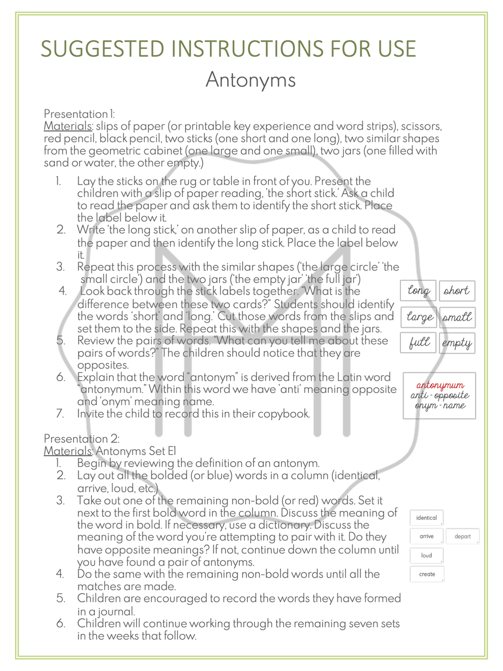 Word Study: Antonym Matching Cards – themodernmontessoriguide