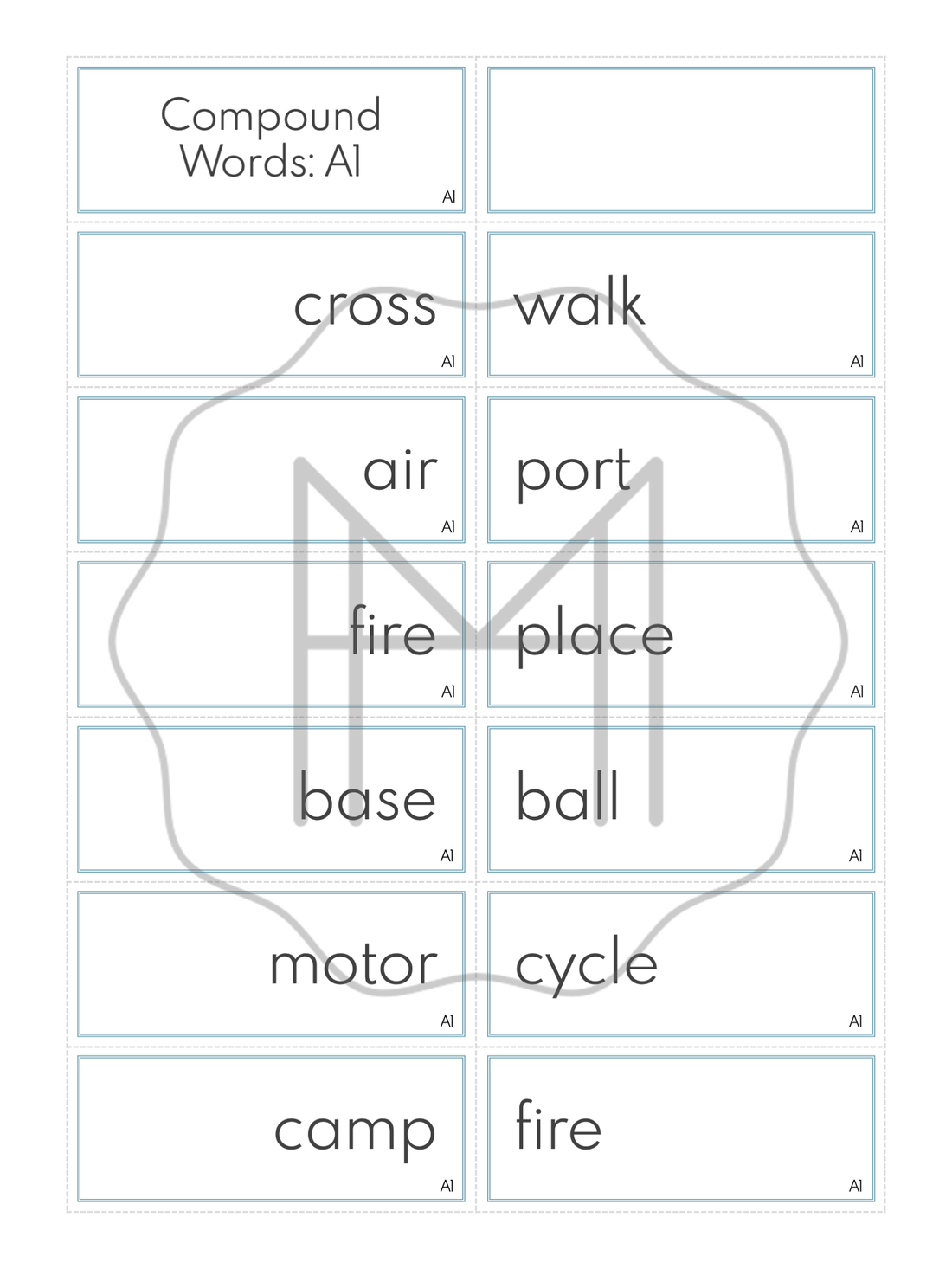 Word Study: Compound Words Matching Cards – themodernmontessoriguide