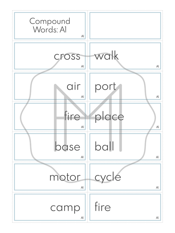 Word Study: Compound Words Matching Cards – themodernmontessoriguide