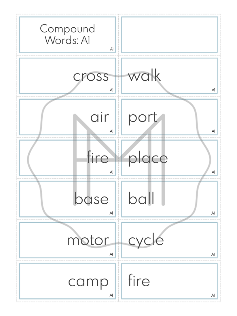 Word Study: Compound Words Matching Cards – themodernmontessoriguide