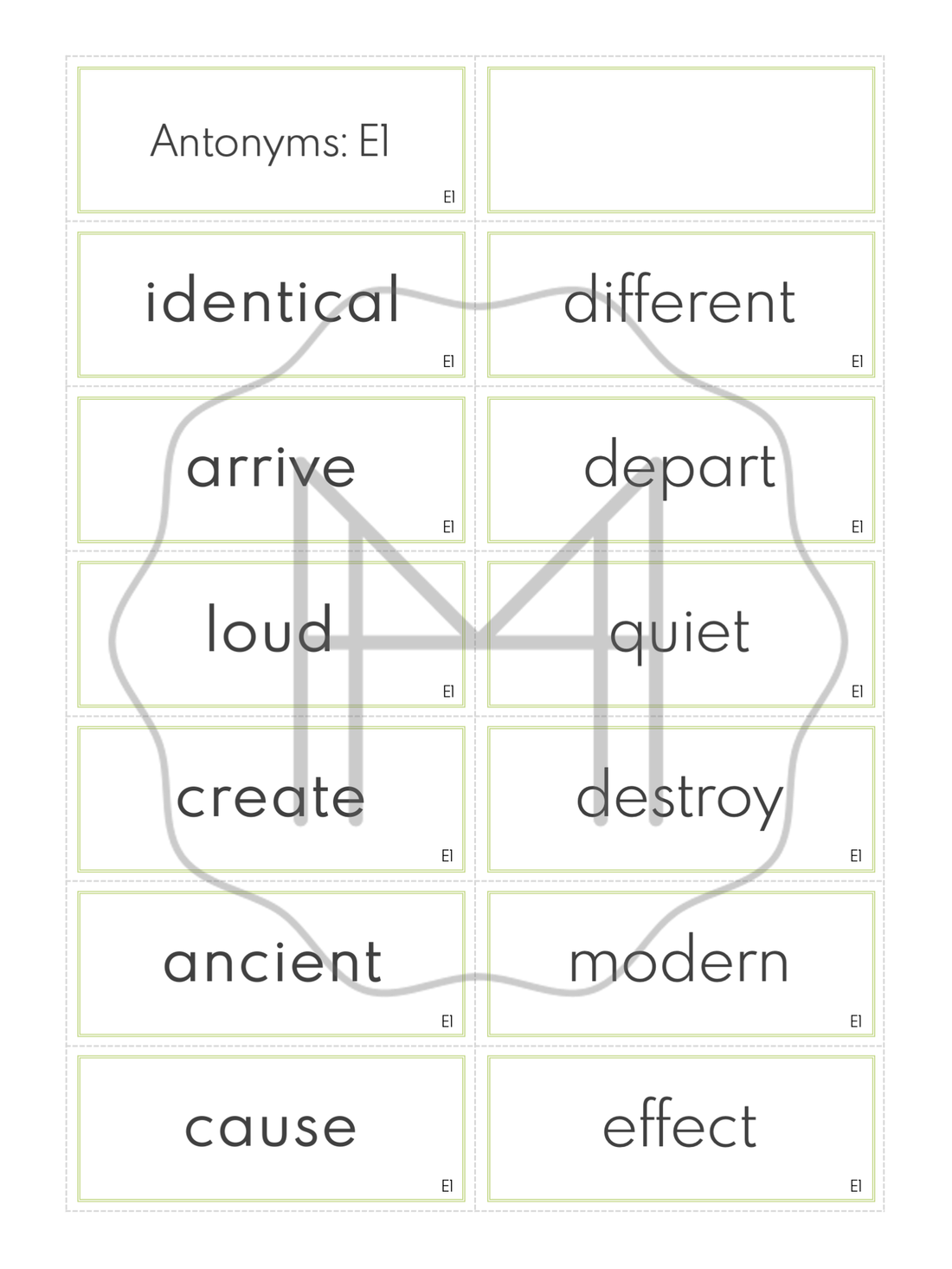 Word Study: Antonym Matching Cards – themodernmontessoriguide