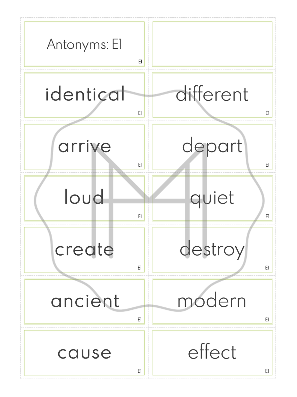 Word Study: Antonym Matching Cards – themodernmontessoriguide