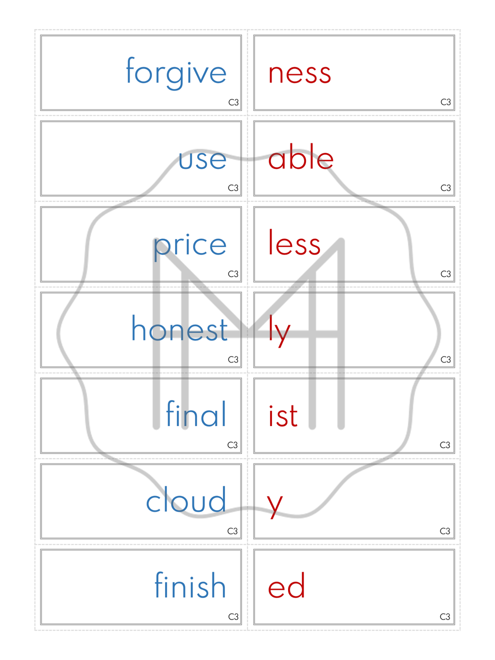 Word Study: Root Words and Suffixes Matching Cards ...