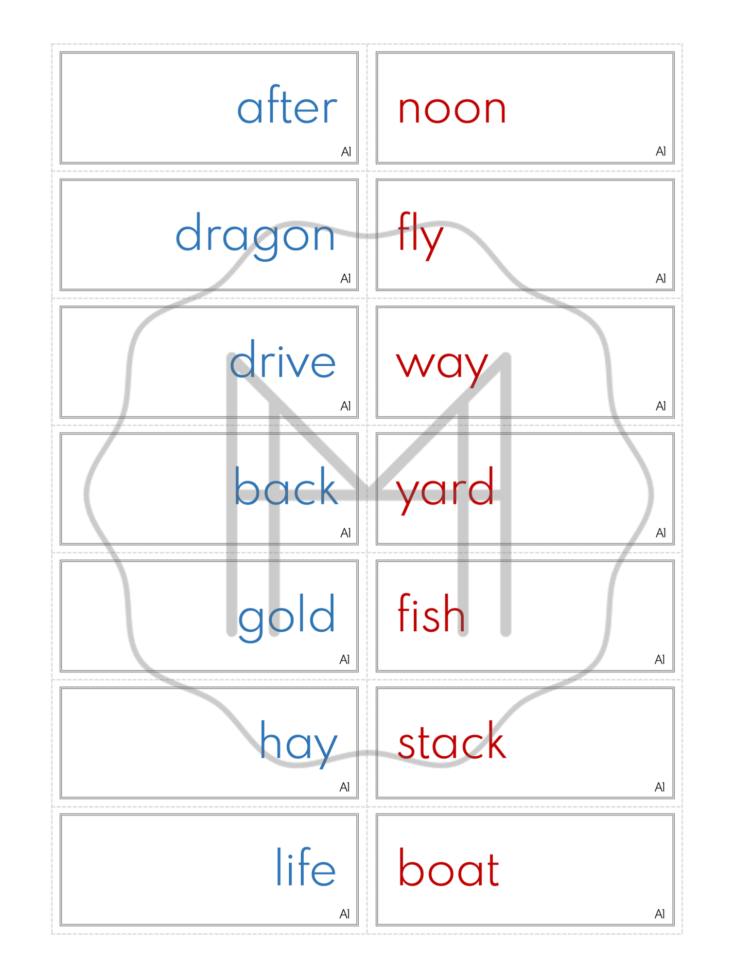 Word Study: Compound Words Matching Cards – themodernmontessoriguide