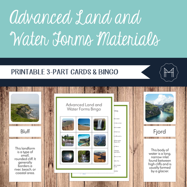 Advanced Land and Water Forms 3-Part Cards and Bingo Game ...