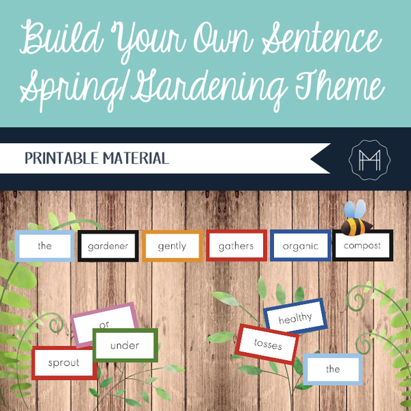 Build Your Own Sentences: Montessori Color-Coded Cards- Spring/Gardeni ...