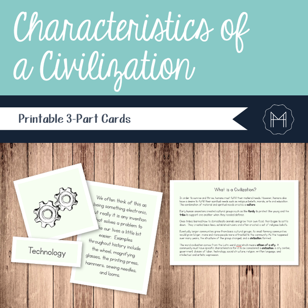 Characteristics of a Civilization 3-Part Cards – themodernmontessoriguide