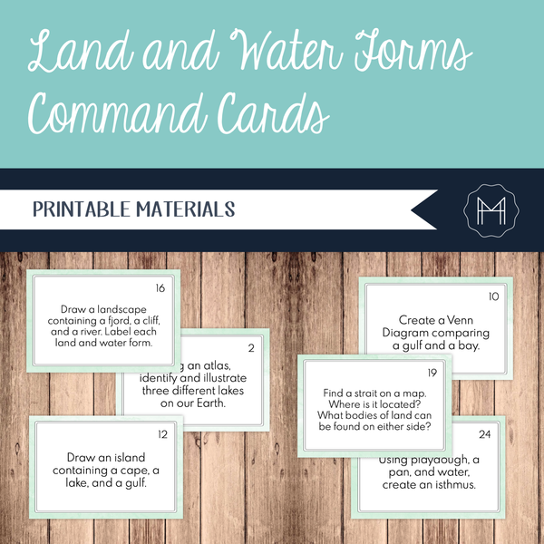 Land and Water Forms Command Cards – themodernmontessoriguide