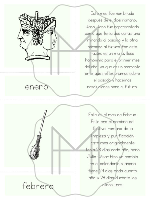 Español - Meses del Año – Tarjetas de nomenclatura ...