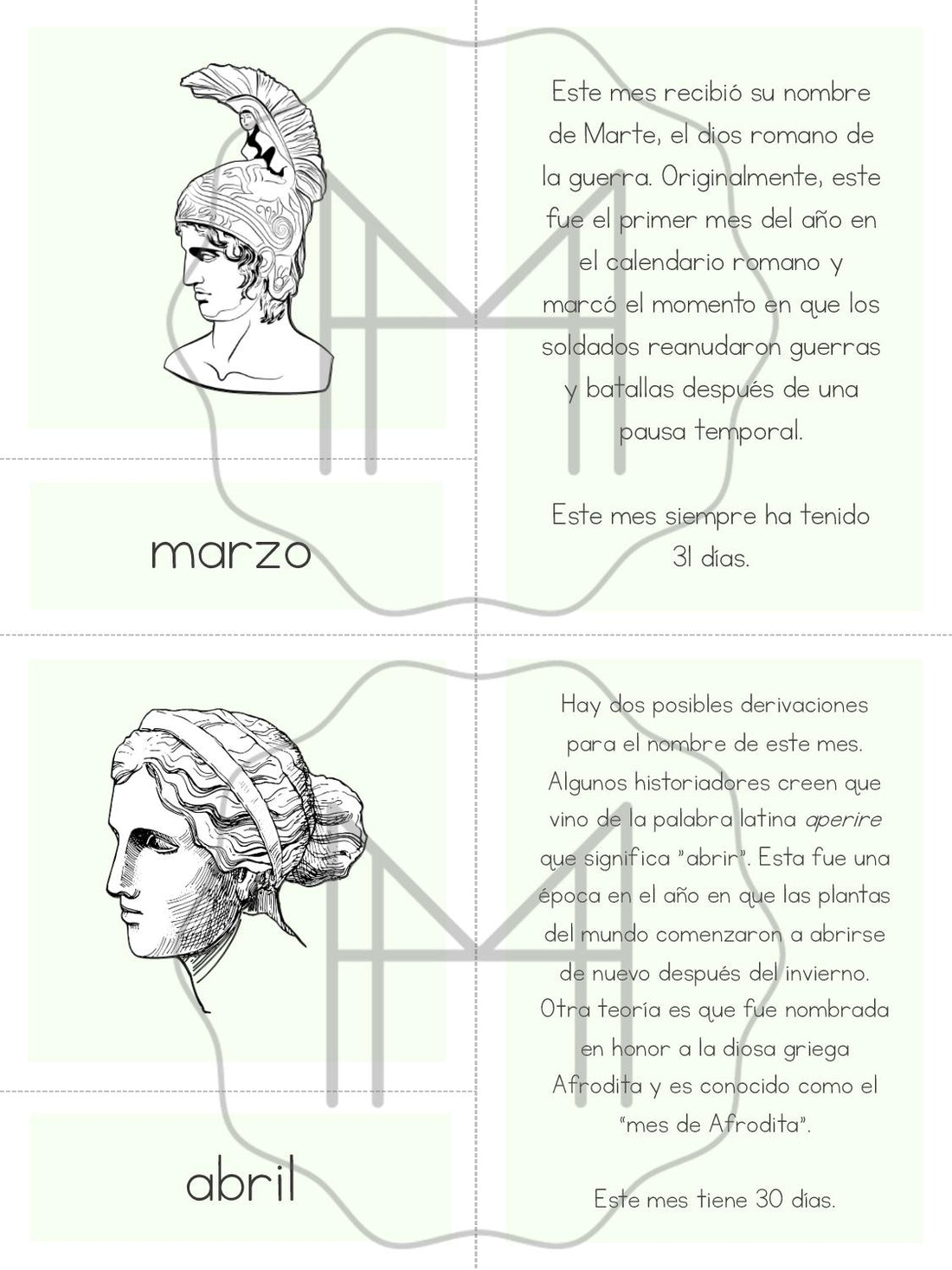 Español - Meses del Año – Tarjetas de nomenclatura ...