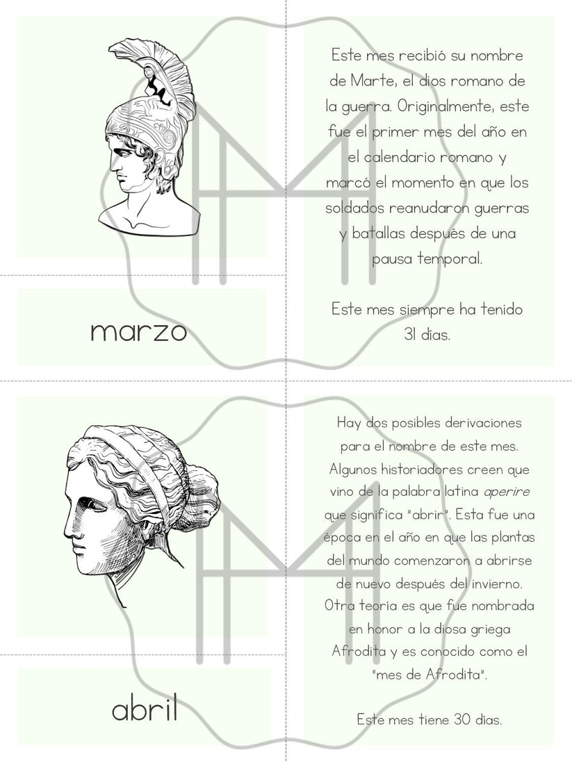 Español - Meses del Año – Tarjetas de nomenclatura ...