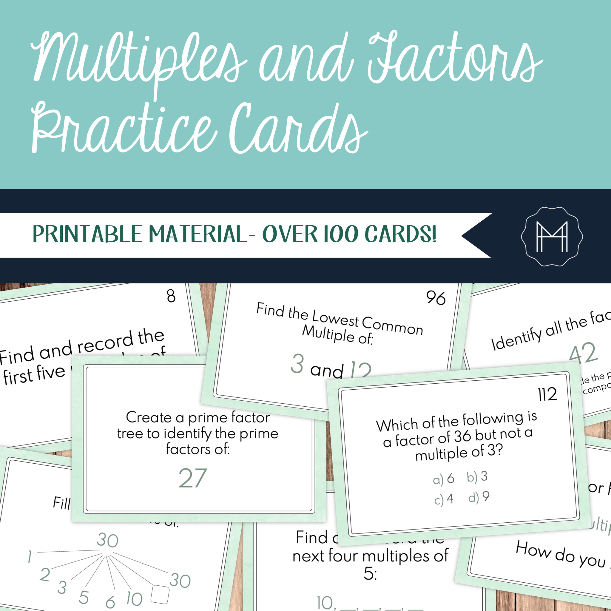 Multiples and Factors Practice Cards – themodernmontessoriguide