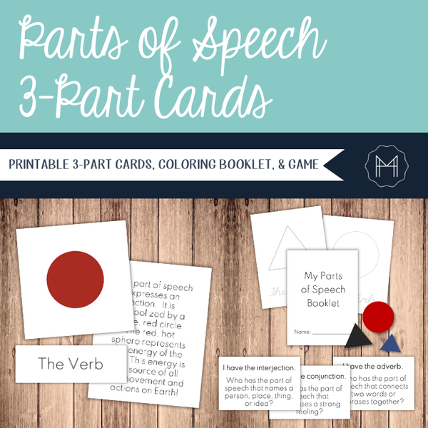 Montessori Parts of Speech 3-Part Cards – themodernmontessoriguide
