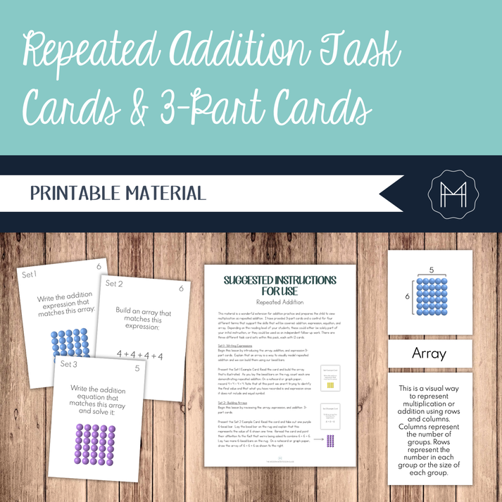 Montessori Style Repeated Addition and Arrays – themodernmontessoriguide