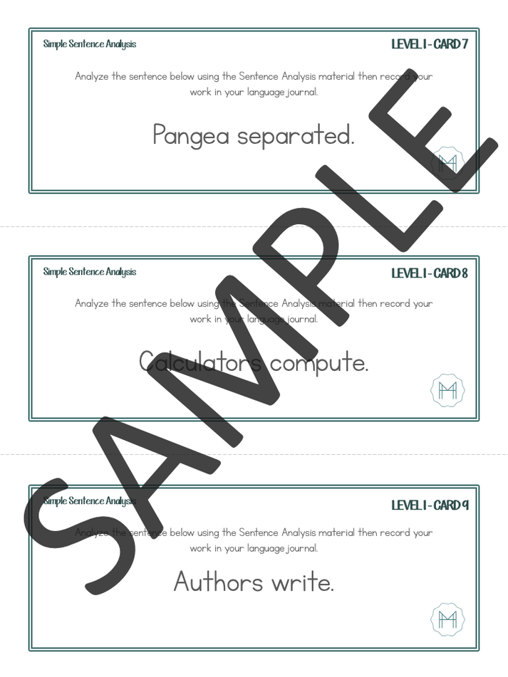 Simple Sentence Analysis Task Cards – themodernmontessoriguide