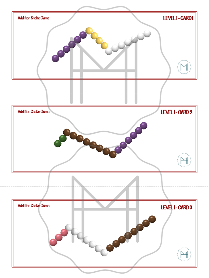 Addition Snake Game Task Cards – themodernmontessoriguide