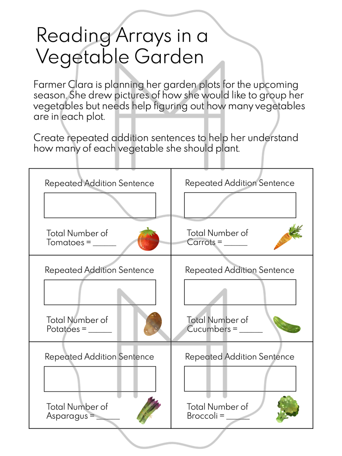 Multiplication Array Practice Cards - Designing Garden Beds ...