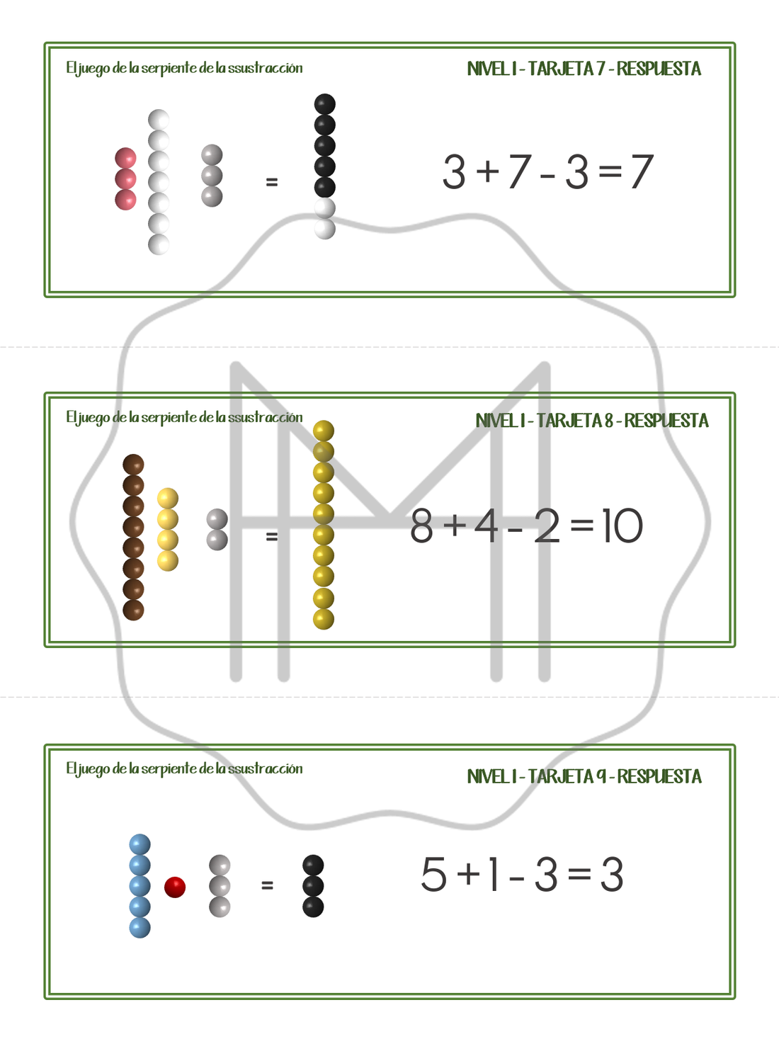 Español - Juego de serpiente para sumas y restas – themodernmontessoriguide