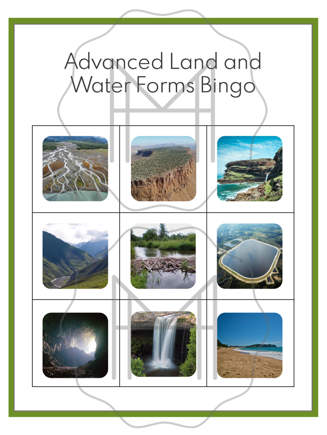 Advanced Land and Water Forms 3-Part Cards and Bingo Game ...