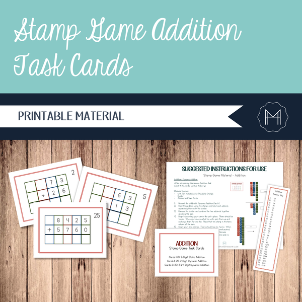 Stamp Game Addition Task Cards – themodernmontessoriguide