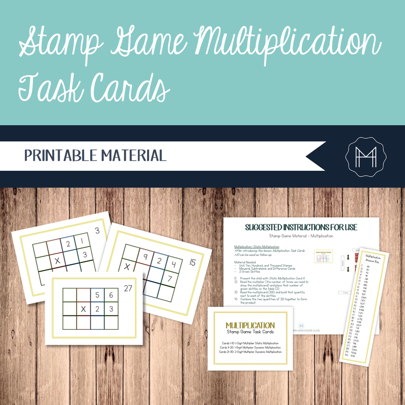 Stamp Game Multiplication Task Cards – themodernmontessoriguide